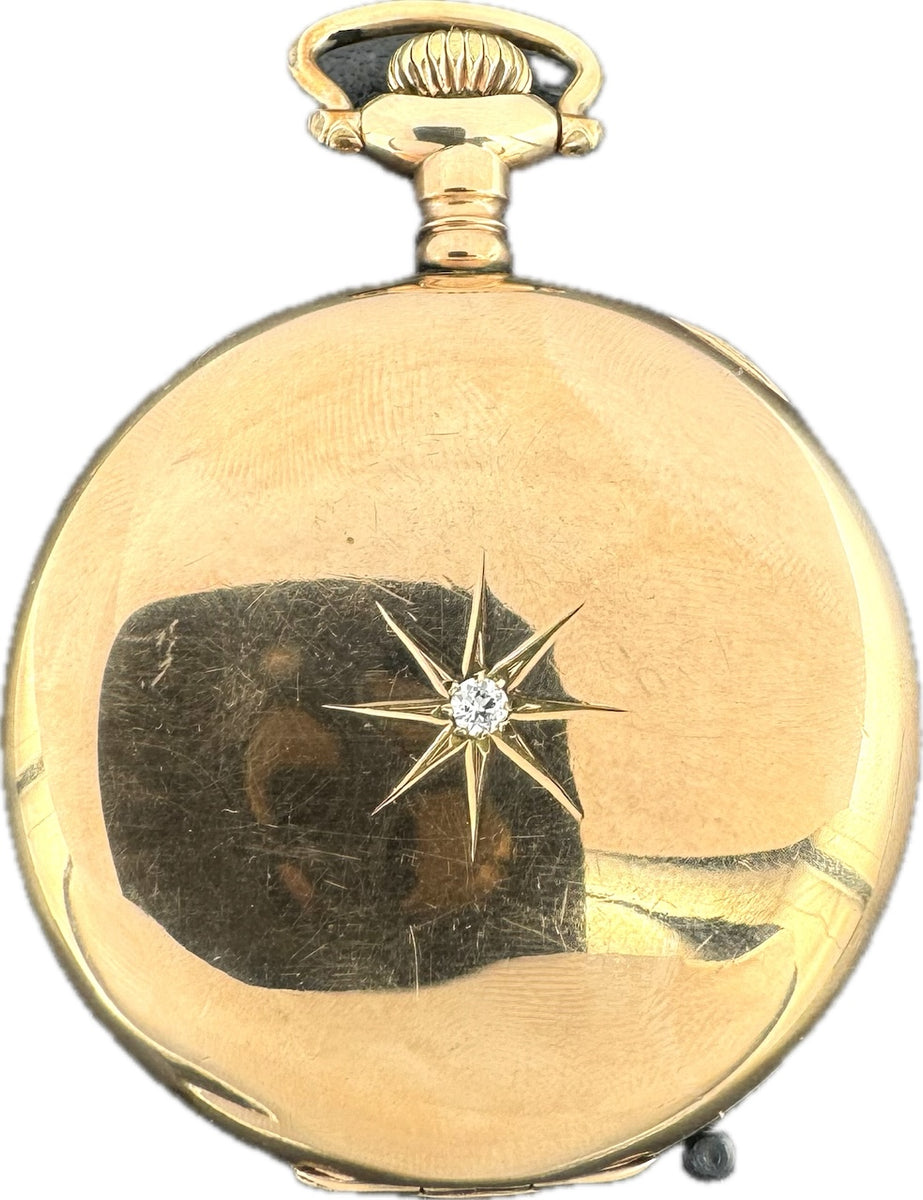 Antique 16S Burlington 3-Finger Bridge Pocket Watch 106 14k GF with Di ...