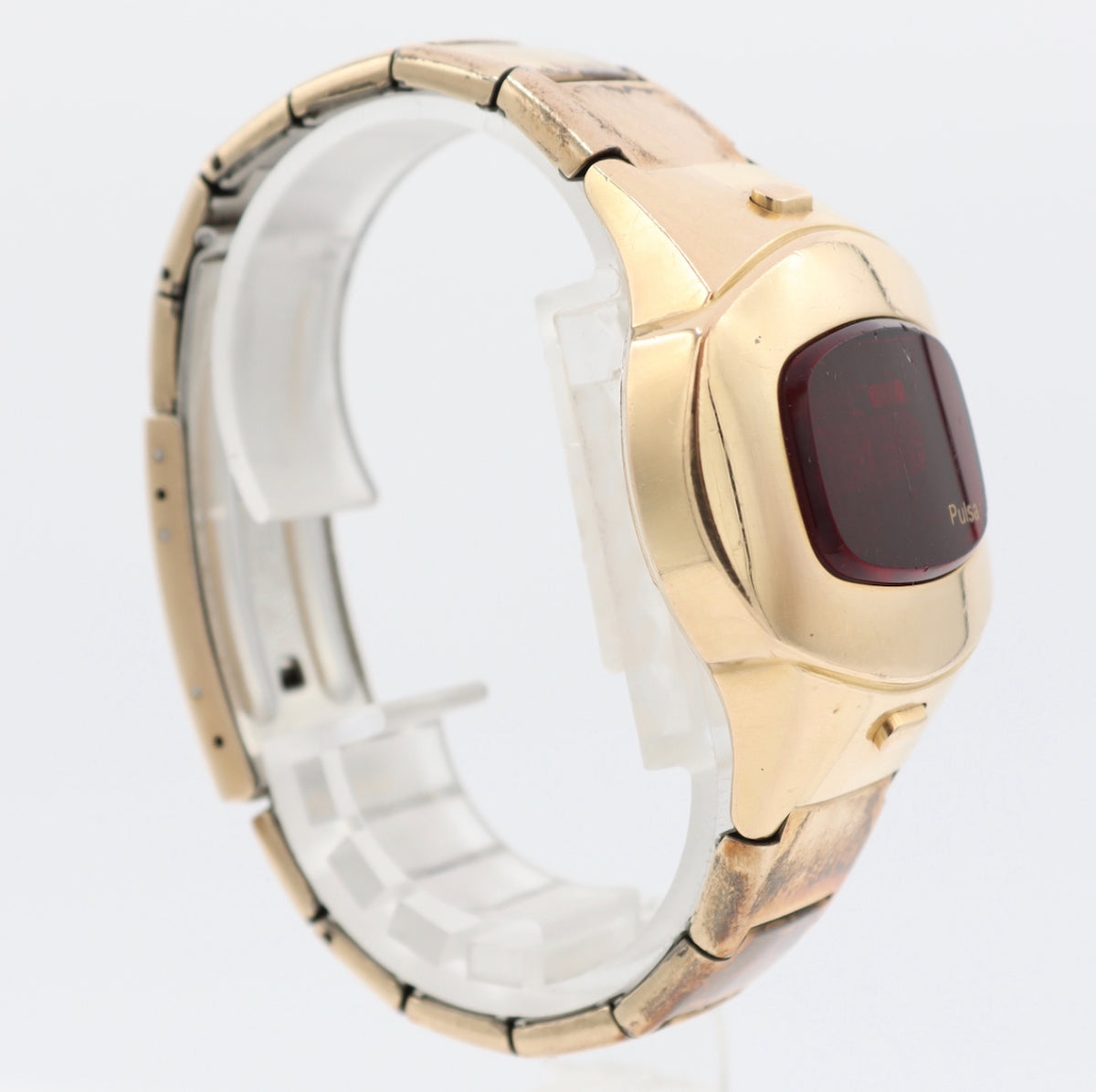 Vintage 37mm Pulsar 5201-2 Pulsar Men's Quartz LCD Wristwatch USA 14k ...