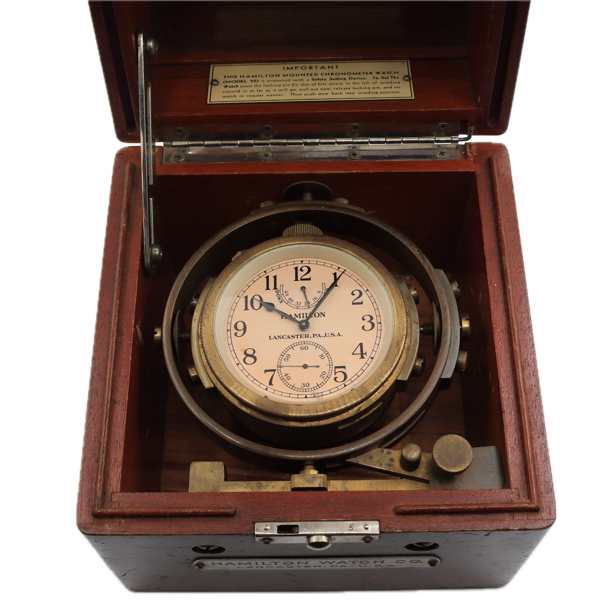Antique 1943 Hamilton Model 22 U.S. Navy Bu. Ships Ships Chronometer C ...