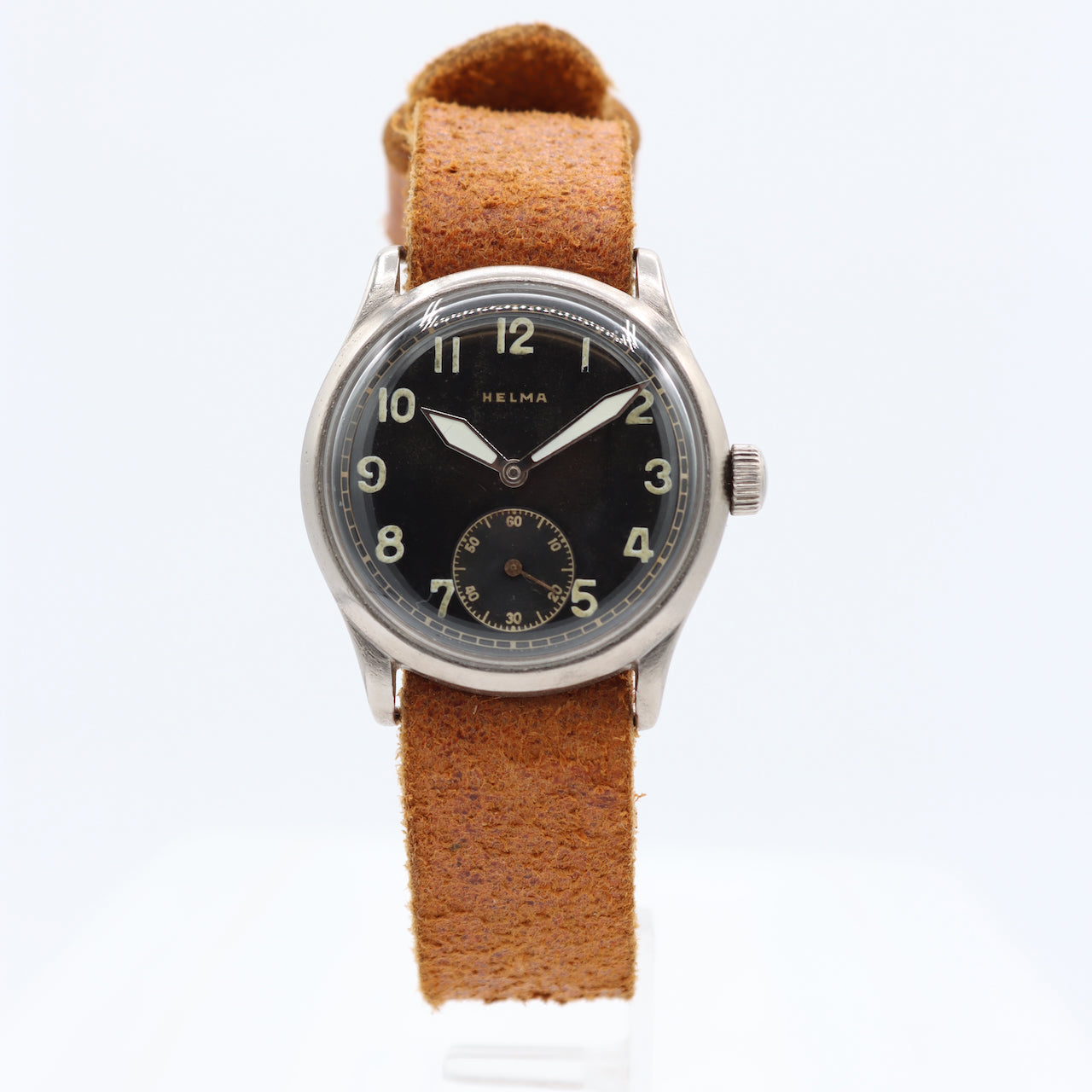 Vintage 35mm Helma Military Men's Wristwatch AS 1130 Germany Chrome Pl ...
