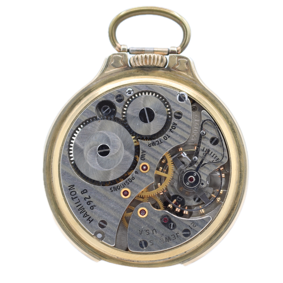 Antique 16s 1966 Hamilton Bar Over Crown 21 Jewel Railroad Pocket Watc ...