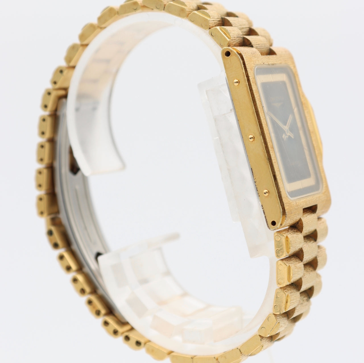 Vintage Longines Tank Style w Bark Finish Men's Quartz Wristwatch Gold ...