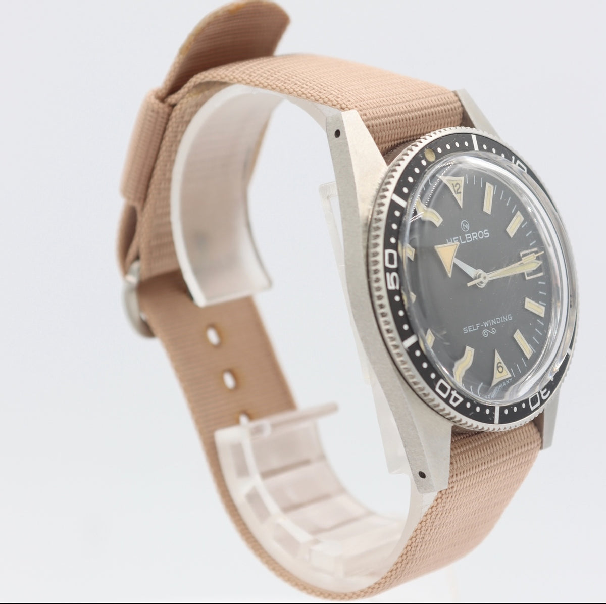 Vintage 38mm Helbros Skin Diver Broad Arrow Men's Automatic Wristwatch ...