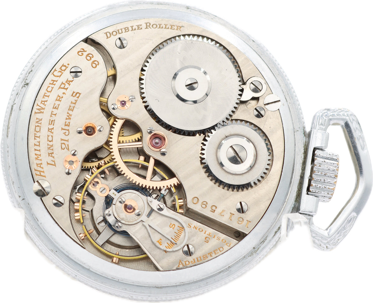 Antique 16S Hamilton Train Mechanical Railroad Pocket Watch 992 Chrome ...