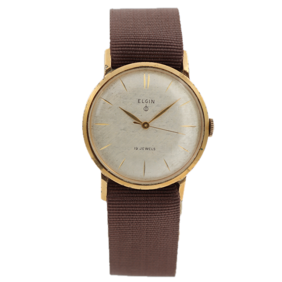 Vintage Elgin 4262 Linen Dial Men's Mechanical Wristwatch 752 USA Gold ...