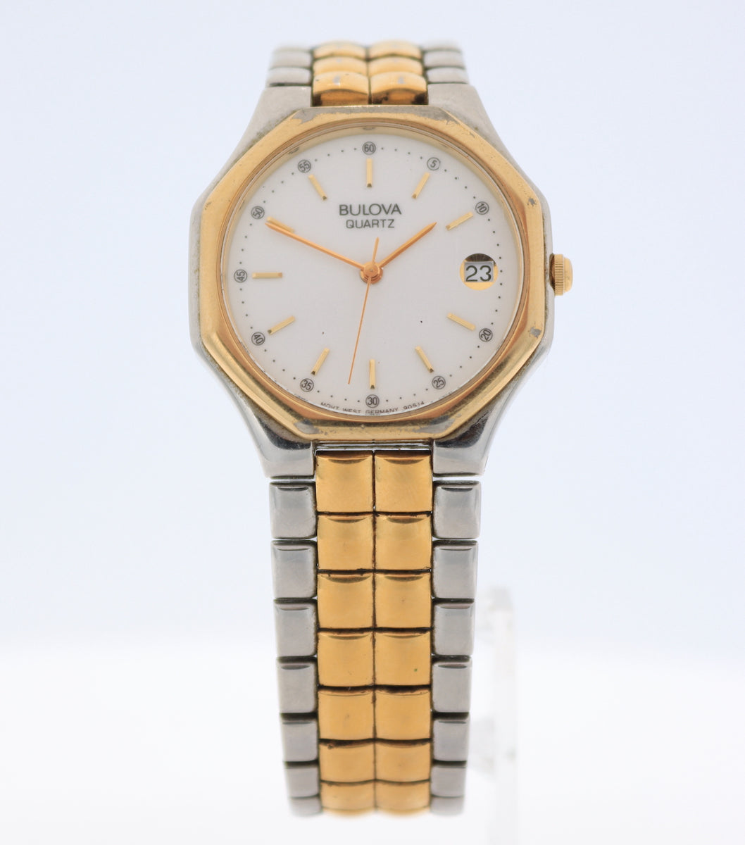 Vintage Bulova Two Tone Octagonal Men's Quartz Wristwatch West Germany ...