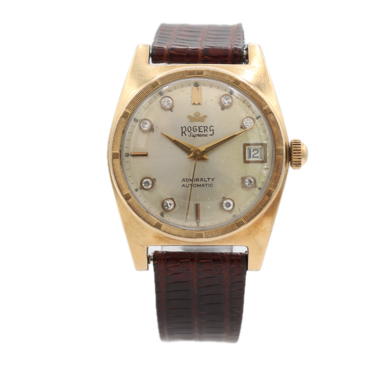 Vintage Rogers Admirality Men's Automatic Wristwatch Swiss 14k Gold ...