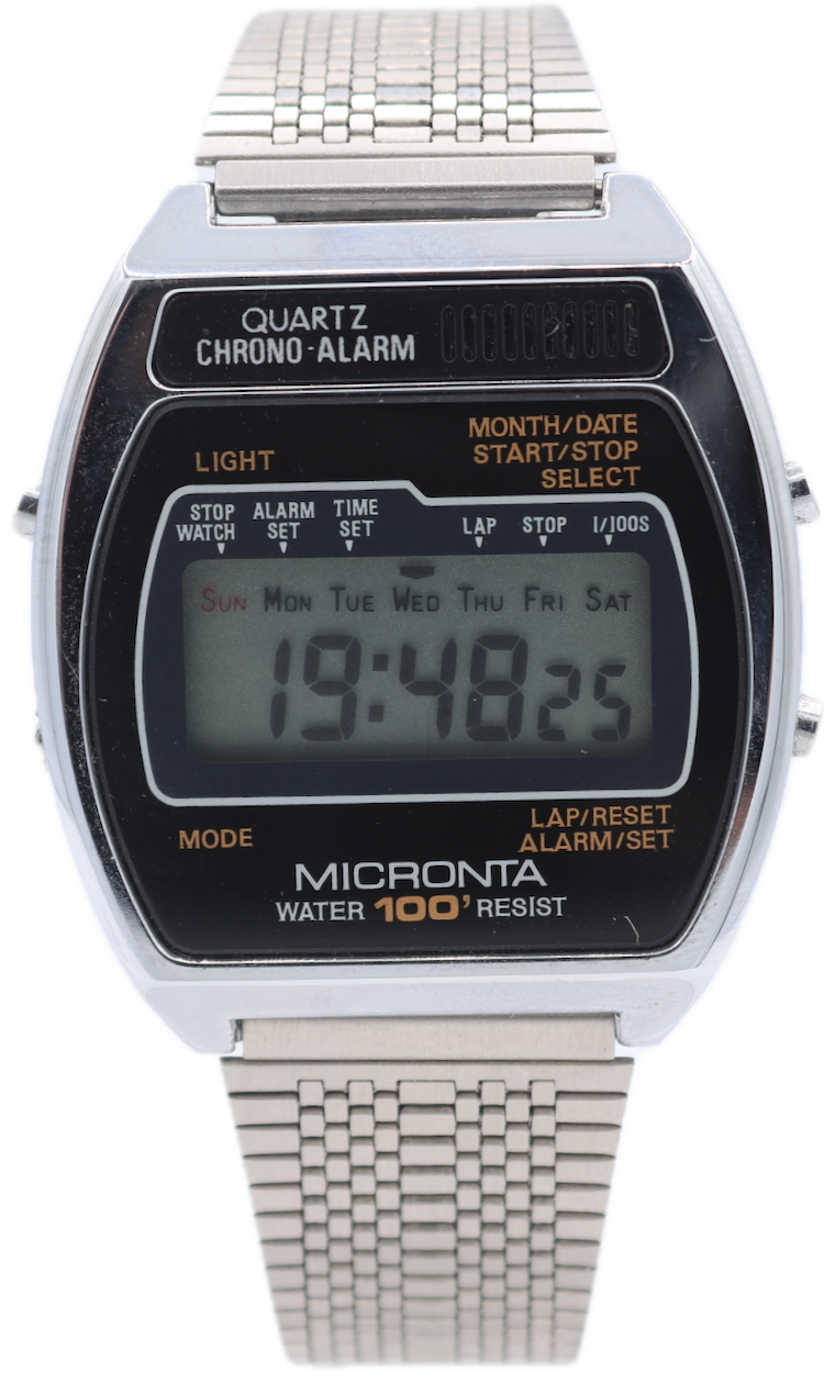 Vintage Micronta Chrono-Alarm Men's Quartz LCD Wristwatch Steel & Chro ...
