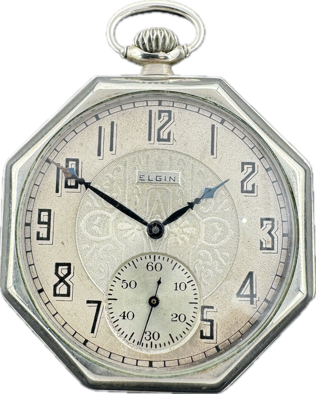 Antique 12S Elgin Octagonal Mechanical Open Face Pocket Watch 345 Silv ...