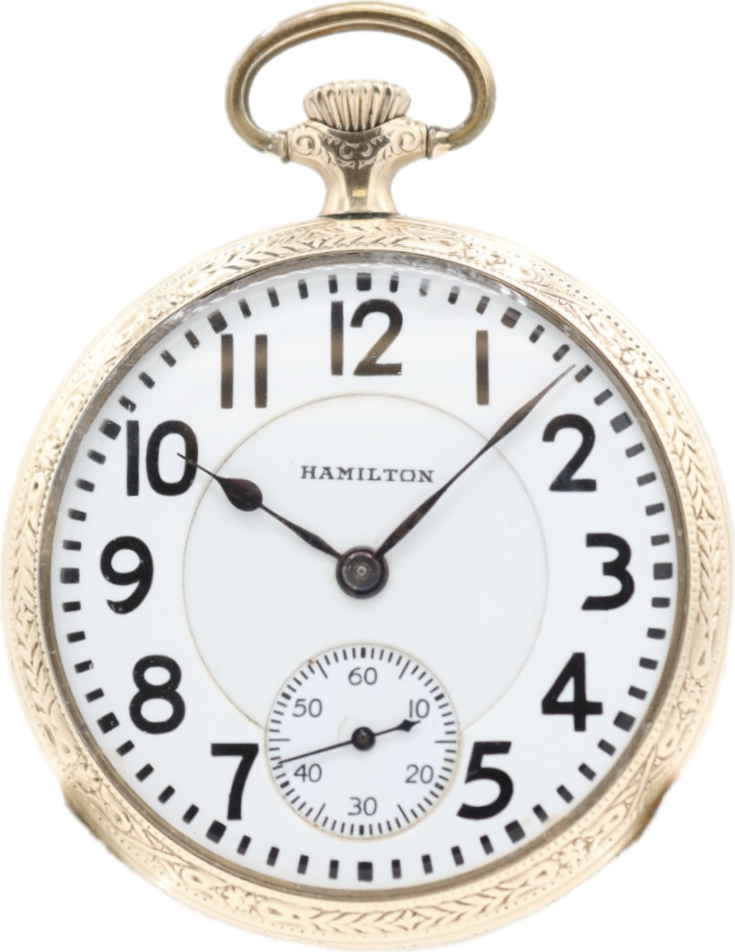Antique 16 Size Hamilton Mechanical Railroad Pocket Watch 972 10k Gold ...