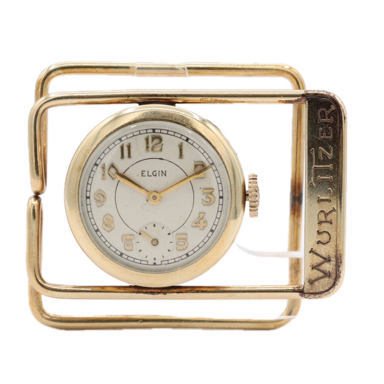 Vintage 1942 Elgin Wurlitzer Mechanical Money Clip Watch 554 10k GF US ...