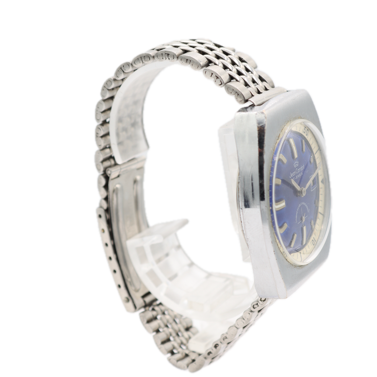 Vintage Jean Cardot Blue Compressor Style Men's Mechanical Wristwatch ...