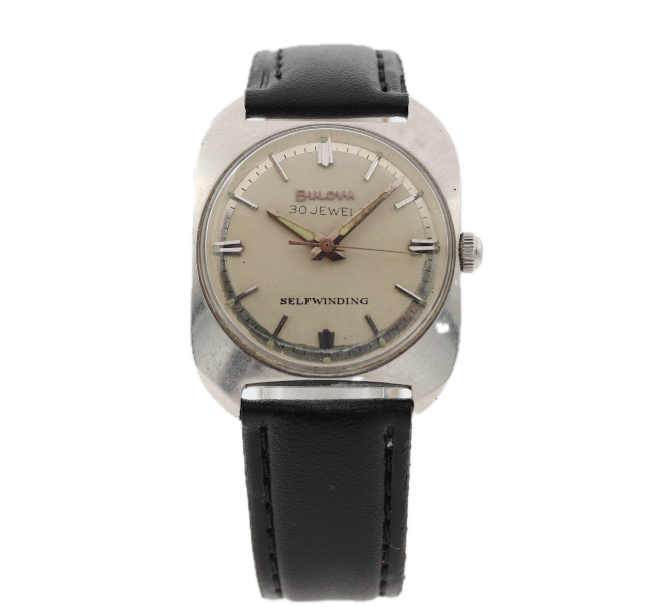 Vintage 1965 Bulova Square Dress 30 Jewel Men's Automatic Wristwatch U ...