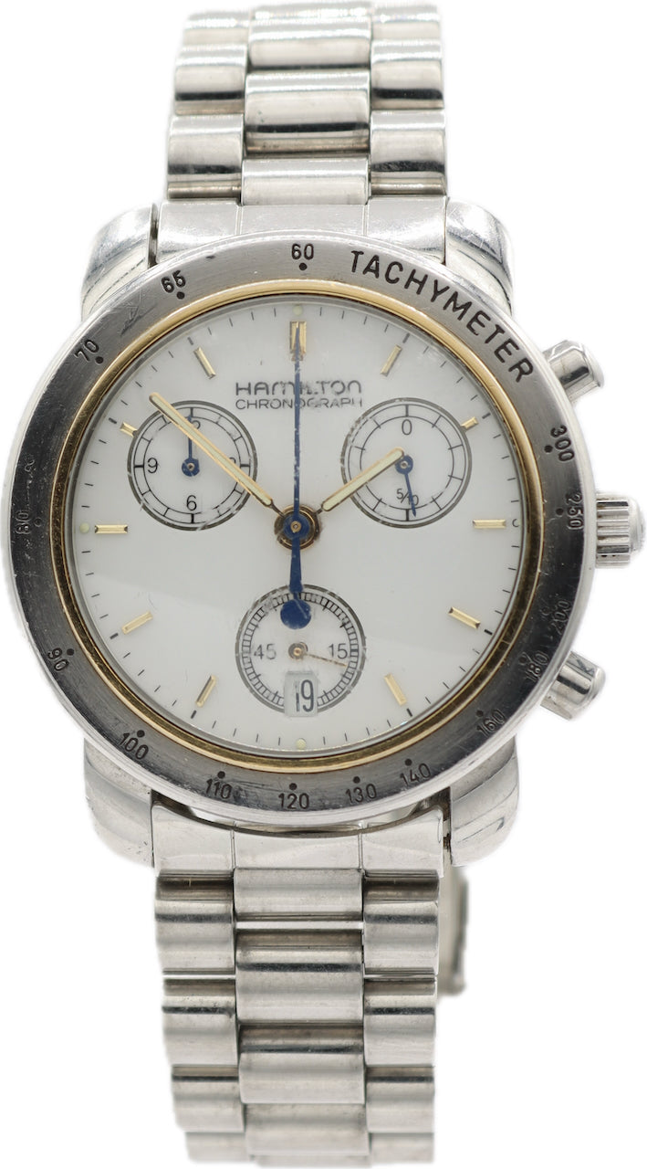 Vintage 36mm Hamilton 9934 Ceramic Men's Quartz Chronograph Wristwatch ...