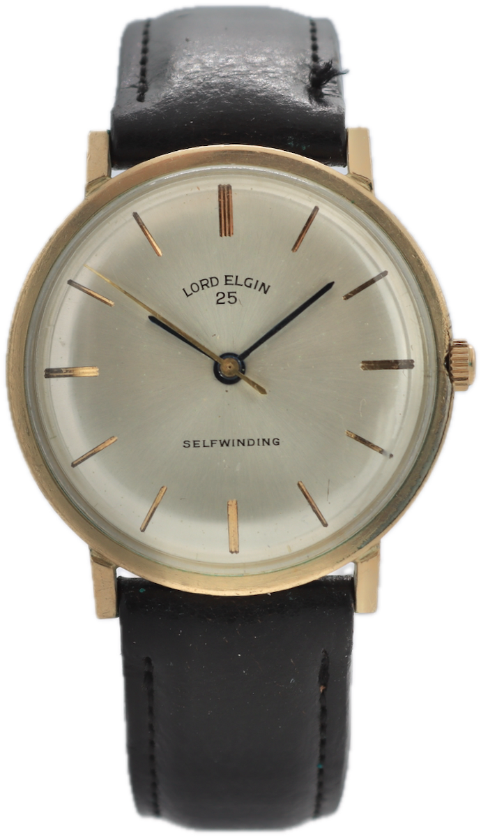 Vintage Lord Elgin 25 Sunburst Men's Automatic Wristwatch 10k Gold Fil ...