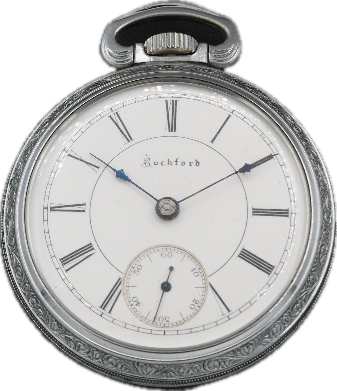 Antique 18S Rockford Locomotive Mechanical Pocket Watch 66 Chrome Coin ...