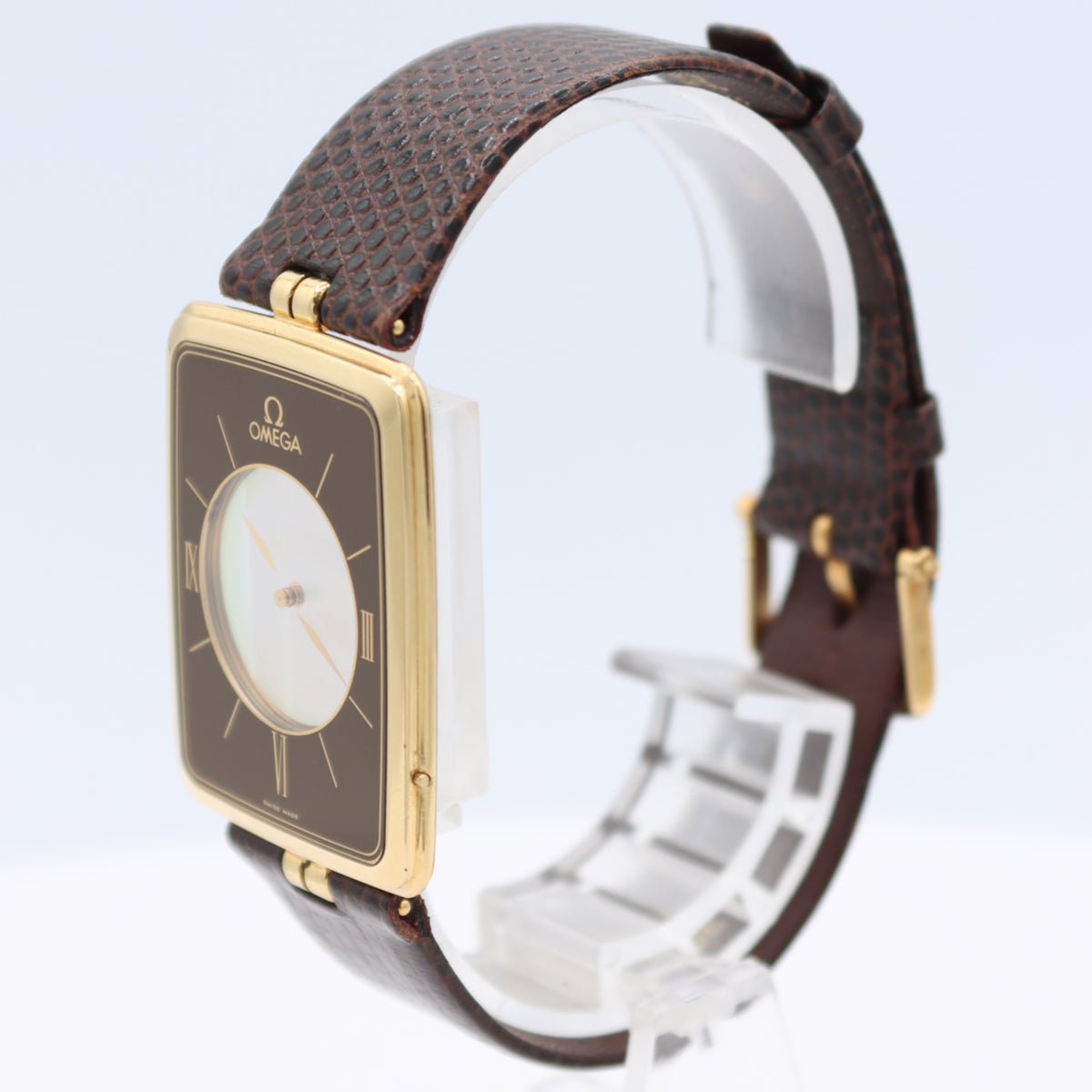Vintage 28mm Omega La Magique Men's Quartz Wristwatch 18k Gold Scarfac ...