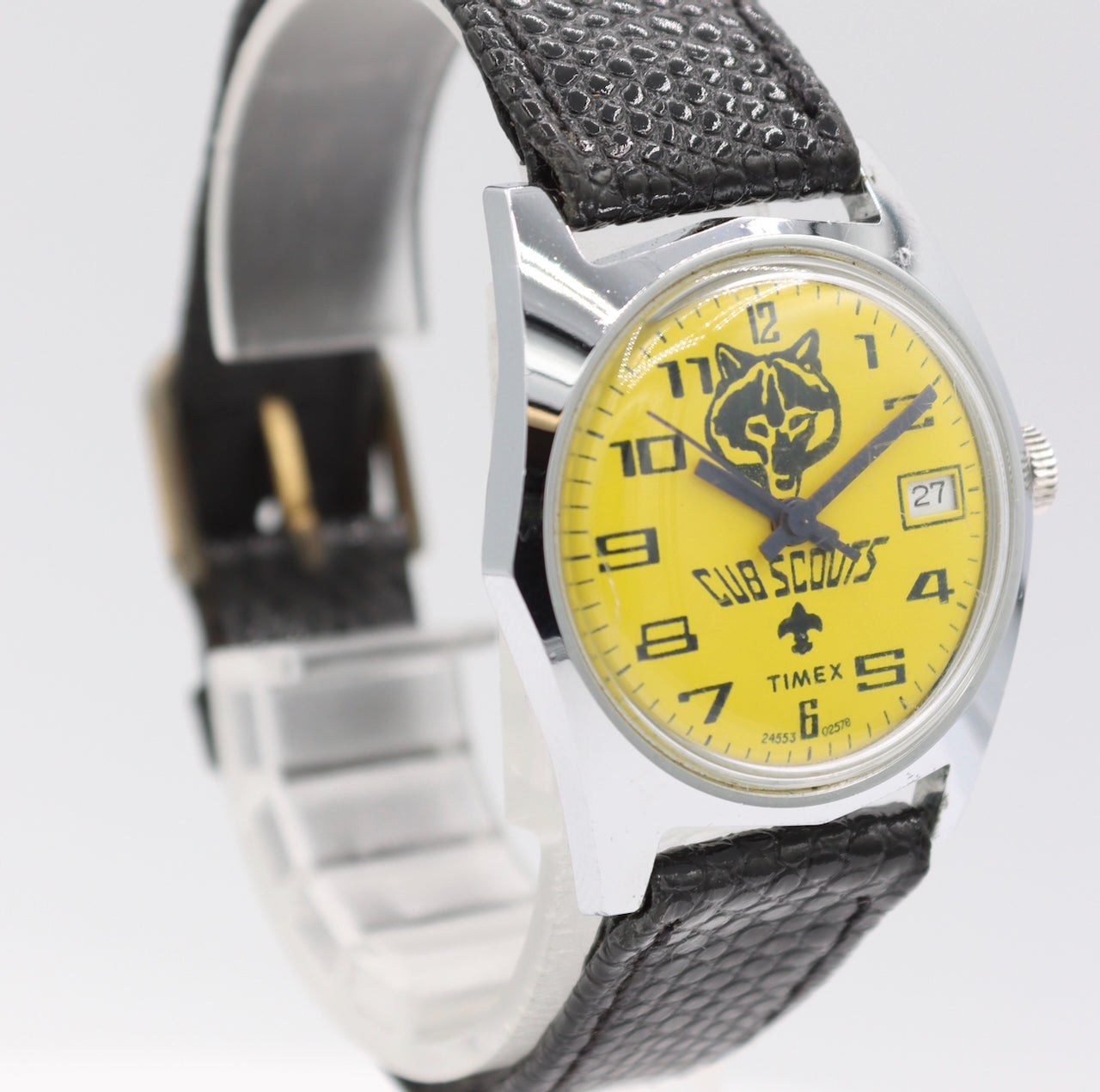 Vintage 30mm Timex Cub Scouts Logo Yellow Dial Men's Mechanical Wristw ...