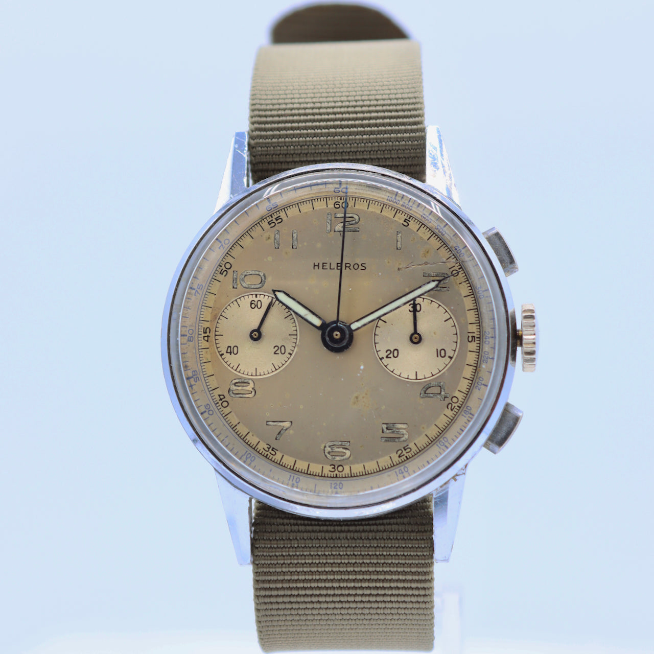 Vintage 35mm Helbros Military Style Men's Chronograph Wristwatch Lande ...