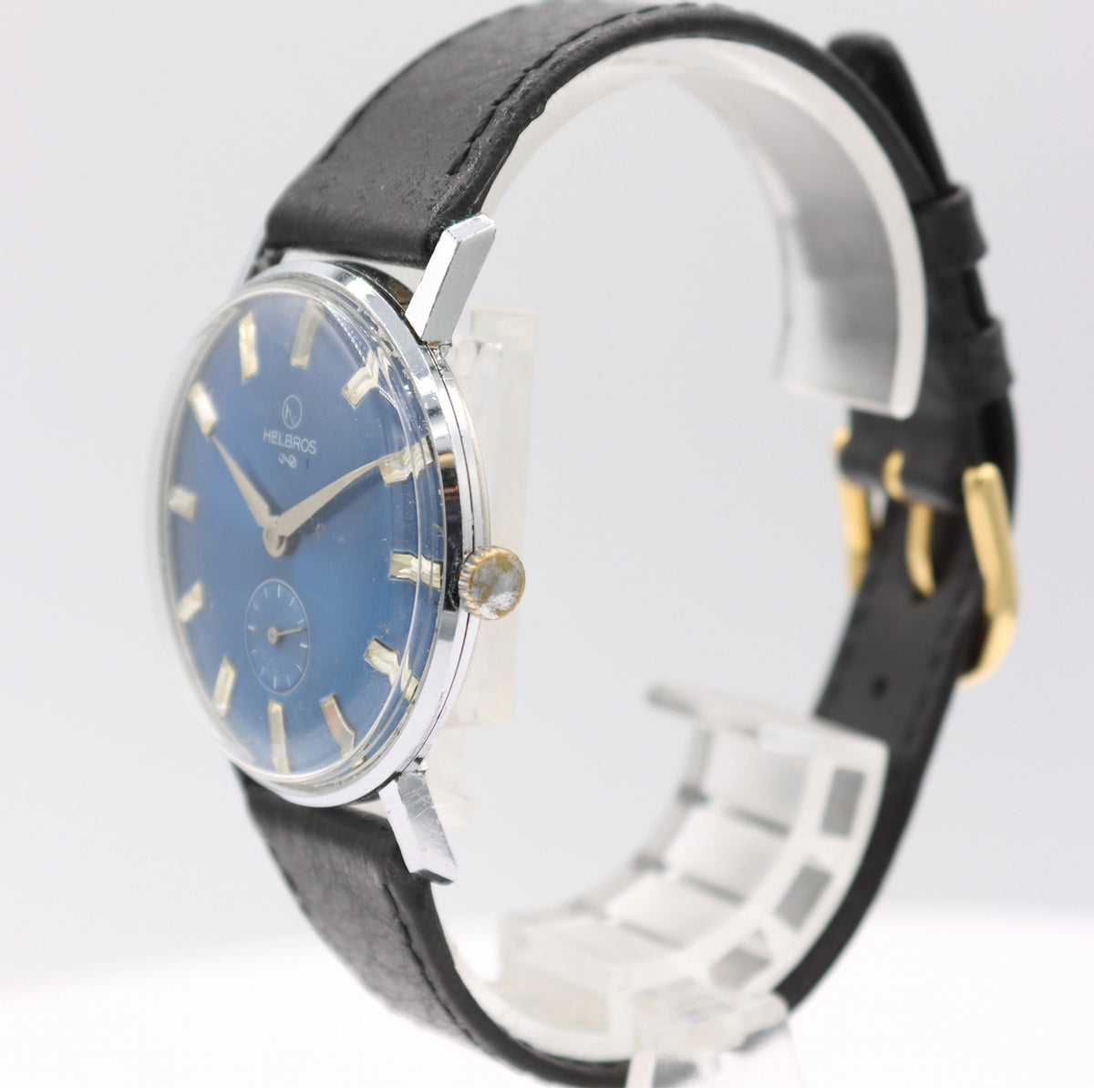 Vintage 34mm Helbros Blue Jeweled Dial Men's Mechanical Wristwatch Swi ...