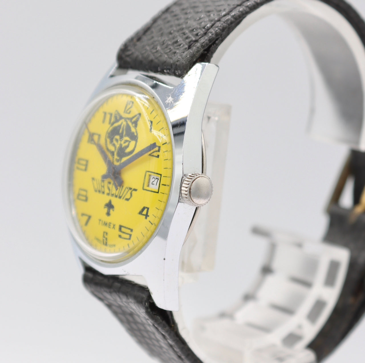 Vintage 30mm Timex Cub Scouts Logo Yellow Dial Men's Mechanical Wristw ...