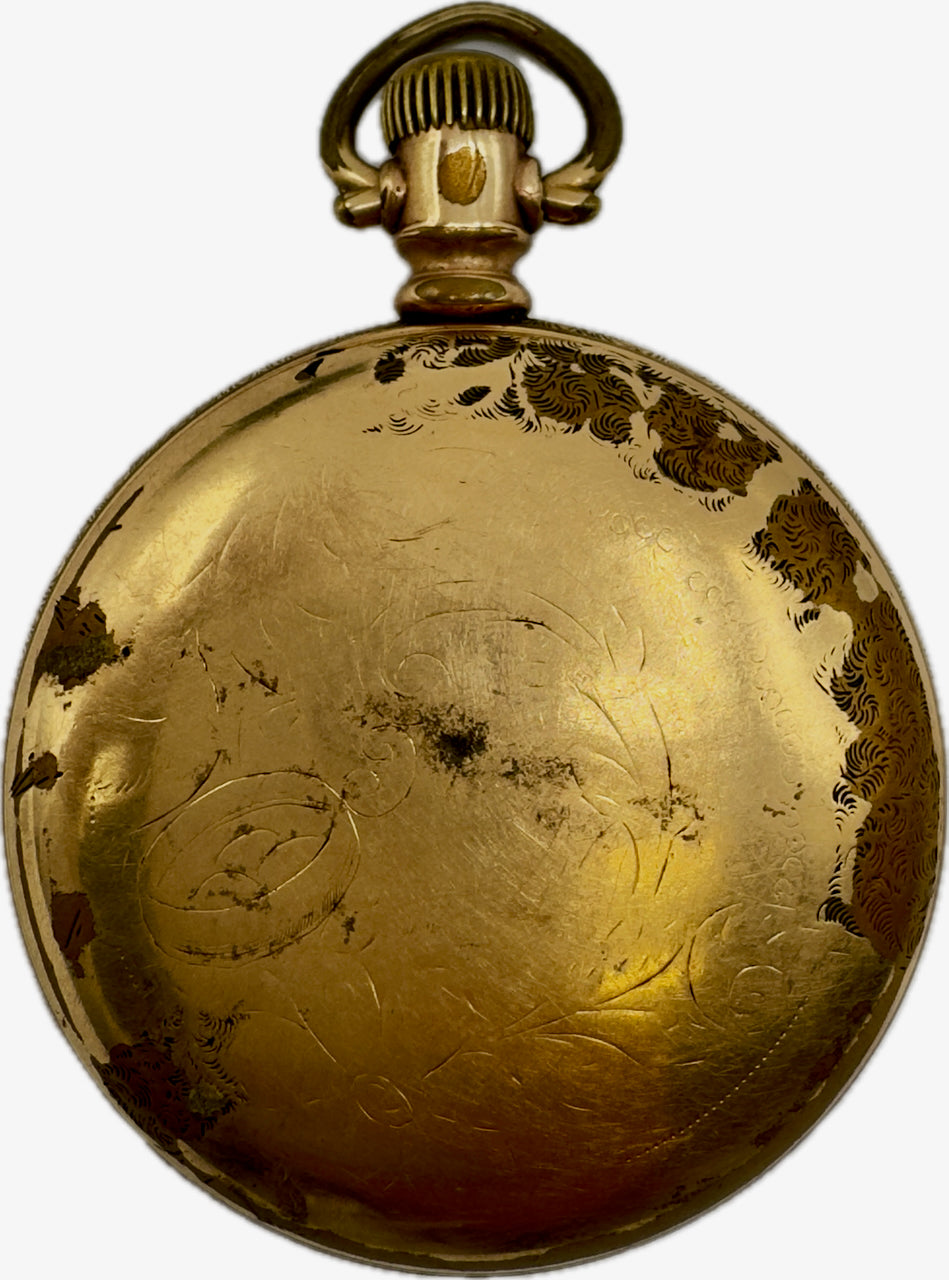 Antique 18S Rockford Nickel Square Engine Turn Finish Pocket Watch Gol ...