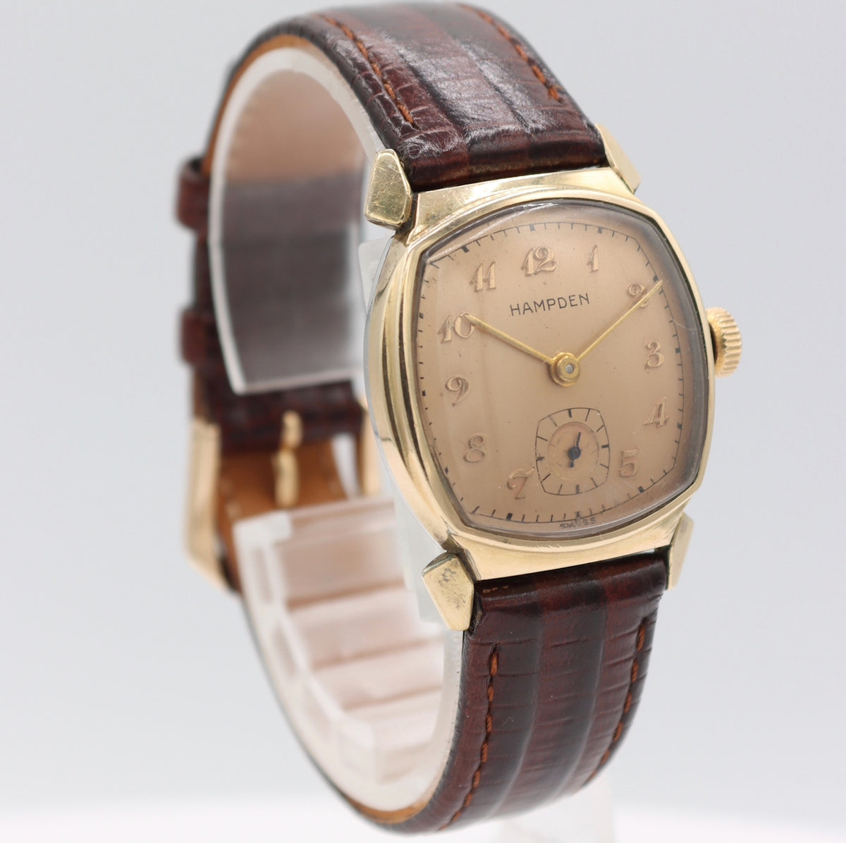 Vintage Hampden Salmon Dial Men's Mechanical Wristwatch Swiss Made 10k ...