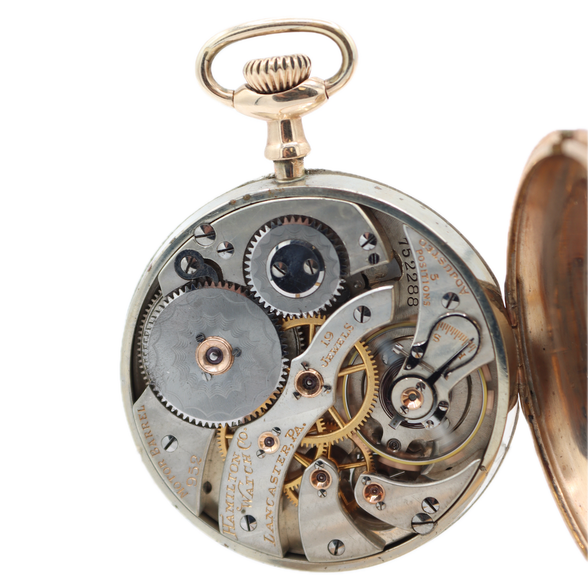 Antique 16s 1911 Hamilton Swing-out 19 Jewel Pocket Watch 952 Gold Fil ...