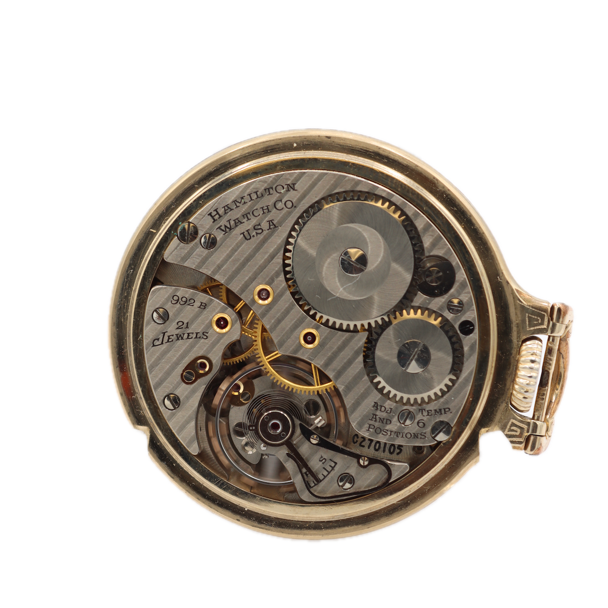 Antique 16 Size Hamilton Mechanical Pocket Watch 992B 10k GF Bar Over ...