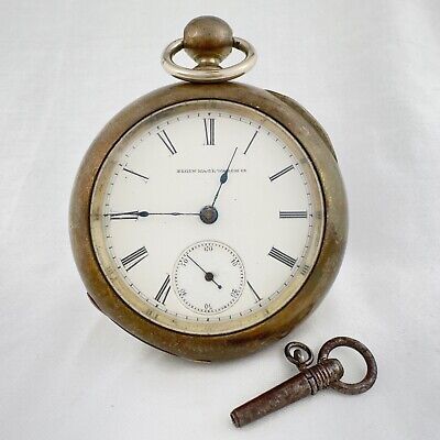 Antique 18 Size Elgin Key Wind Pocket Watch Grade 87 Coin Silver 5 Oun ...