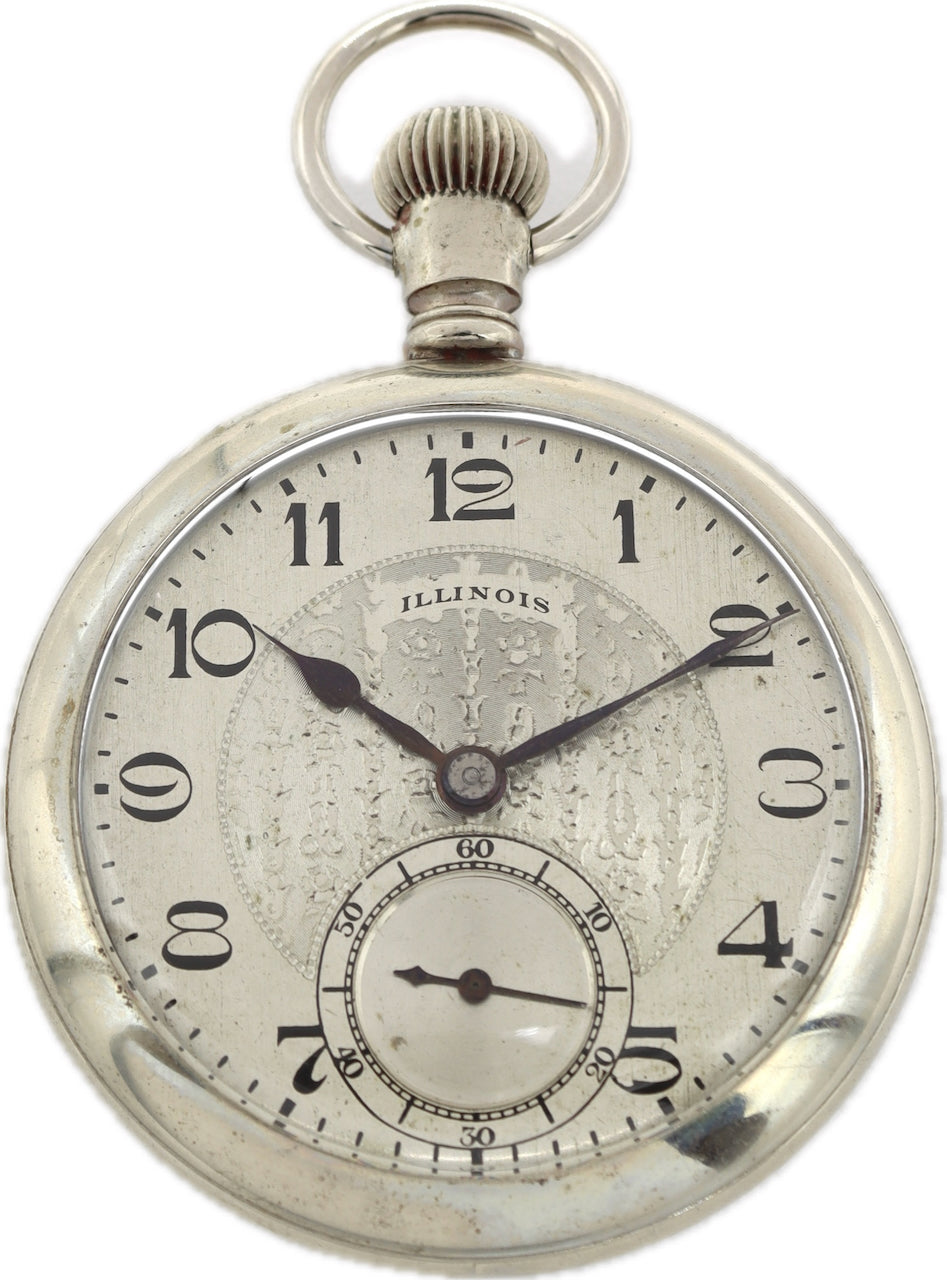 Antique 16 Size Illinois Salesman Mechanical Open Face Pocket Watch Gr ...