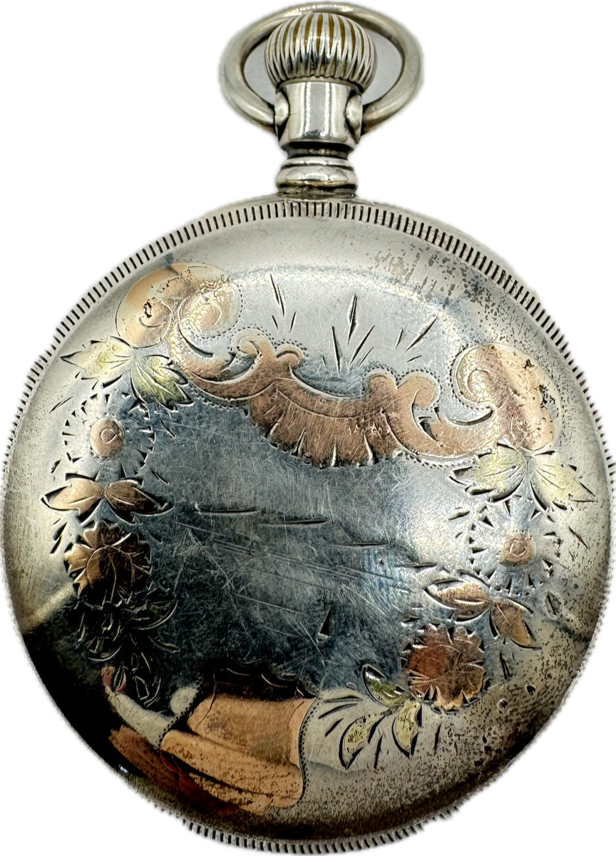 Antique 18S Elgin Gold Gilt Stag Open Face Pocket Watch 240 Sterling S ...