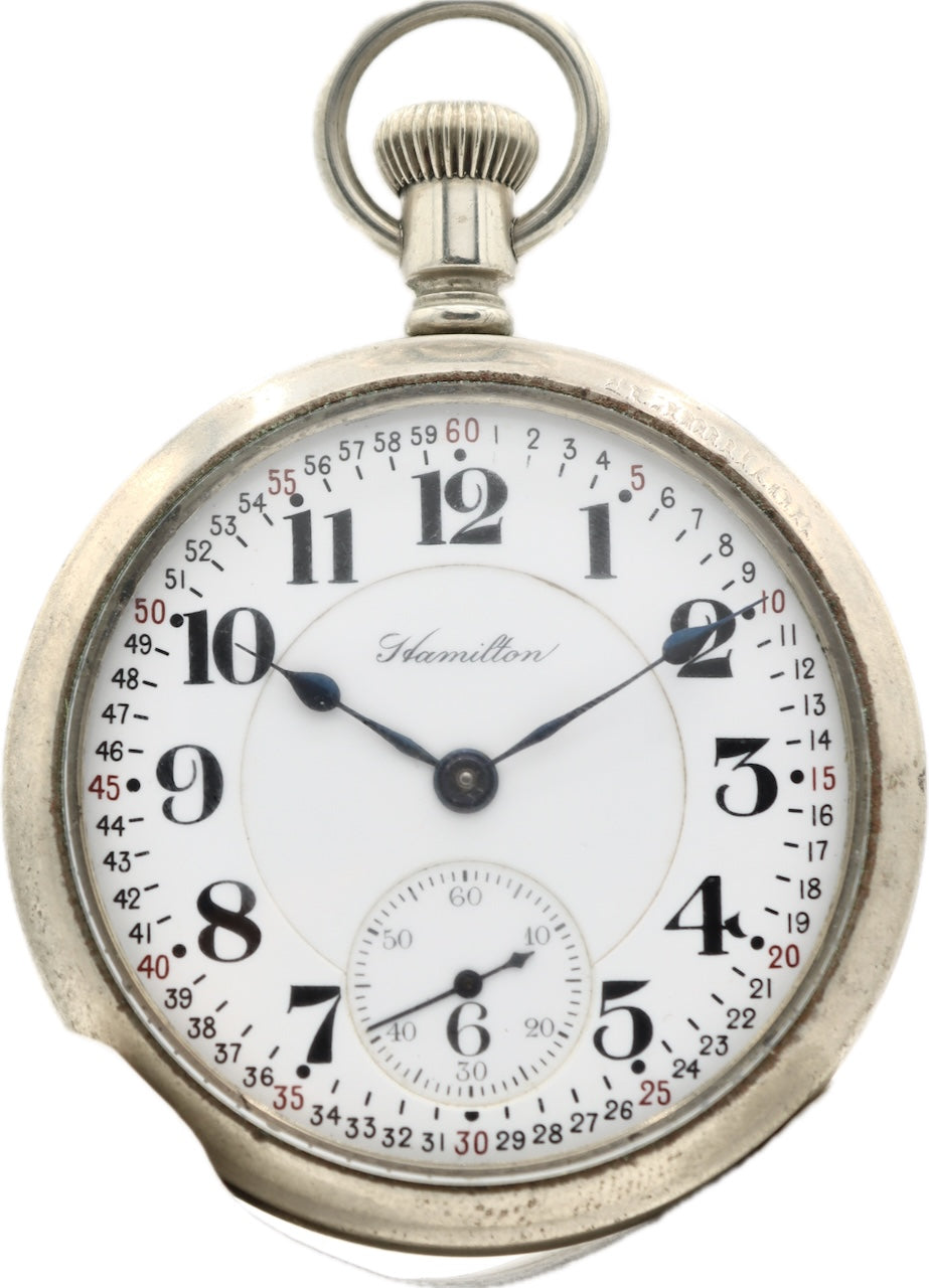 Antique 16 Size Hamilton Salesman Mechanical Open Face Pocket Watch Gr ...