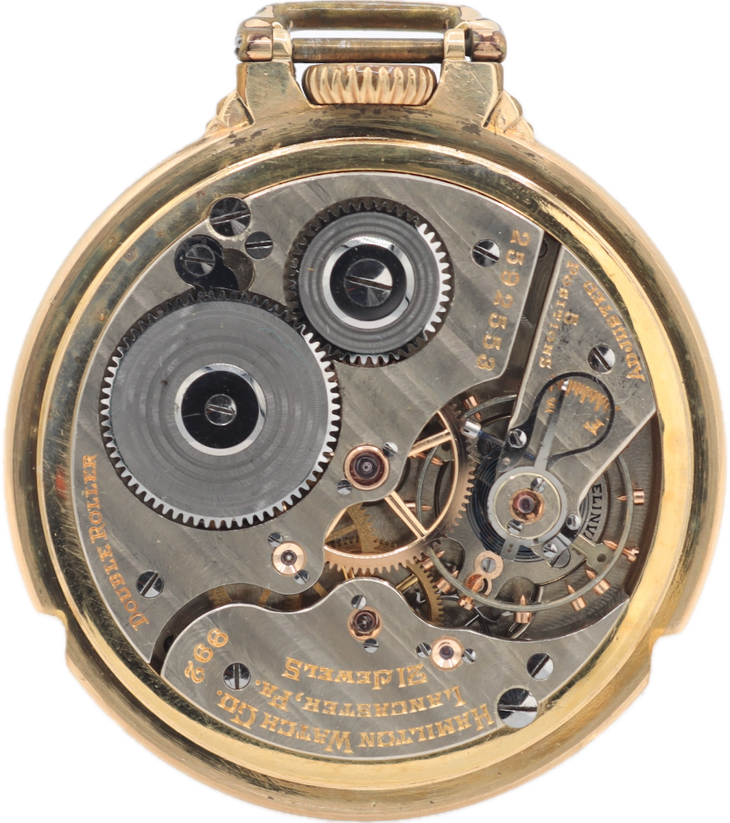 Vintage 16s 1934 Hamilton Bar over Crown 21 Jewel Railroad Pocket Watc ...