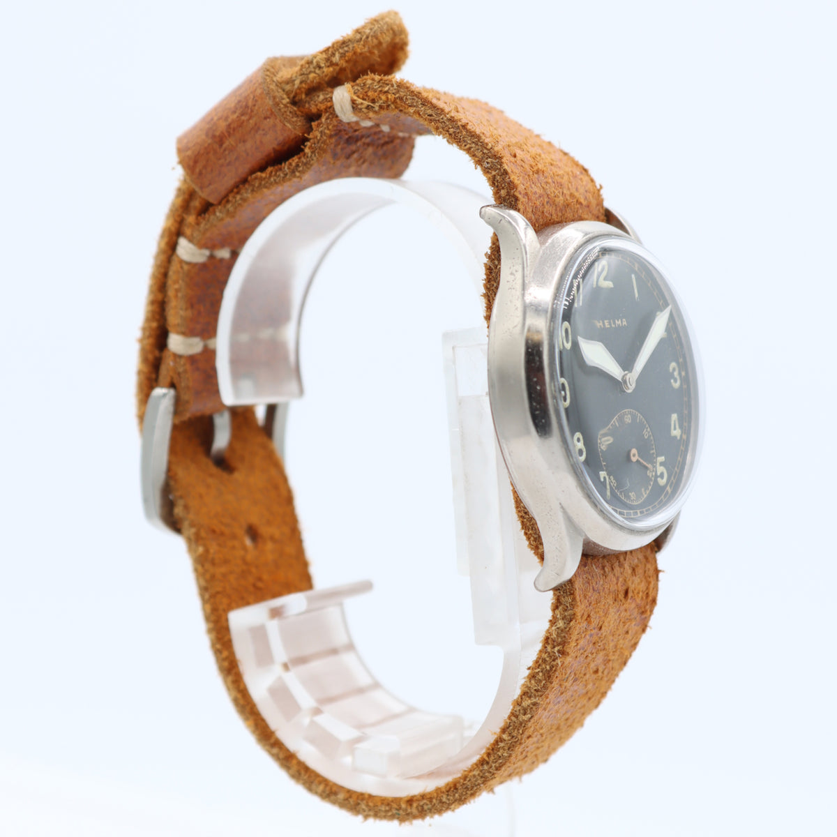 Vintage 35mm Helma Military Men's Wristwatch AS 1130 Germany Chrome Pl ...