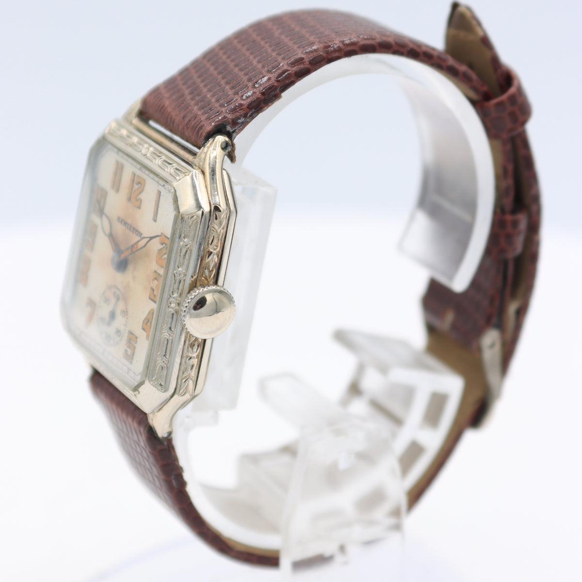 Vintage Hamilton New Square Men's Mechanical Wristwatch 987 USA 14k Wh ...
