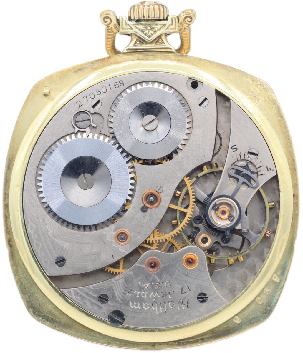 Vintage 12s 1929 Waltham Pinstriped Cushion 17 Jewel Pocket Watch 225 ...