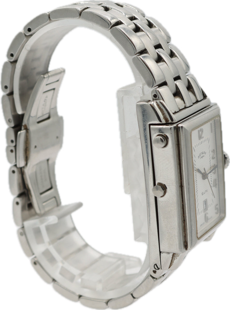 Vintage Rotary Elite 10910 Reverso Men's Quartz Wristwatch Swiss Steel ...