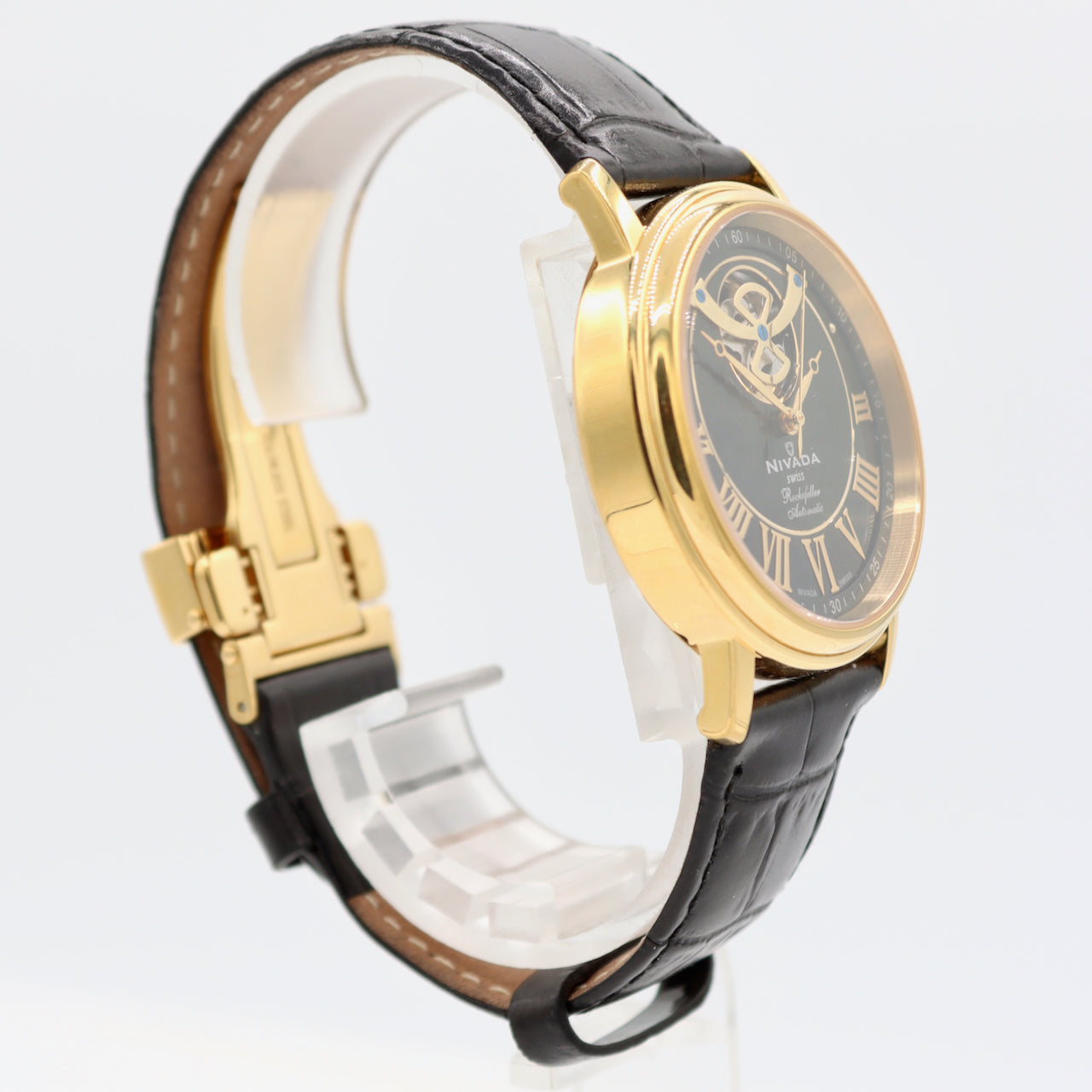 37mm Nivada Rockefeller Men's Automatic Wristwatch Swiss Steel Exposed ...