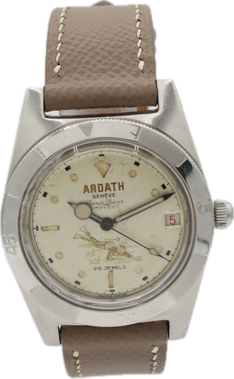Vintage 36mm Ardath Denis Diver Men's Automatic Wristwatch 4007n Swiss ...