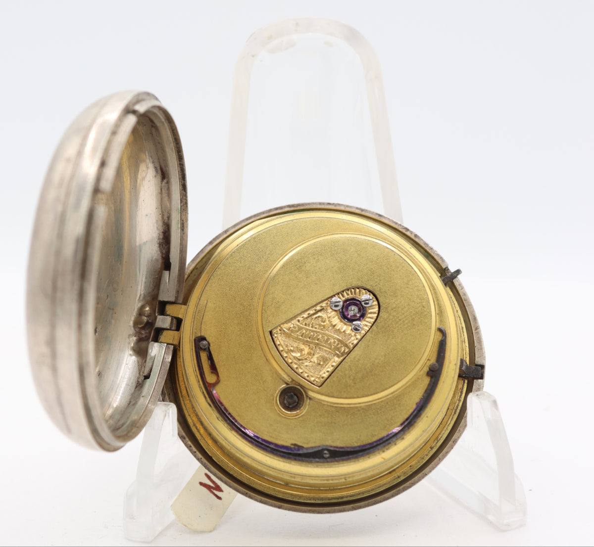 Antique Robinson Swing out Key Wind Fusee Pocket Watch Sterling Pair C ...