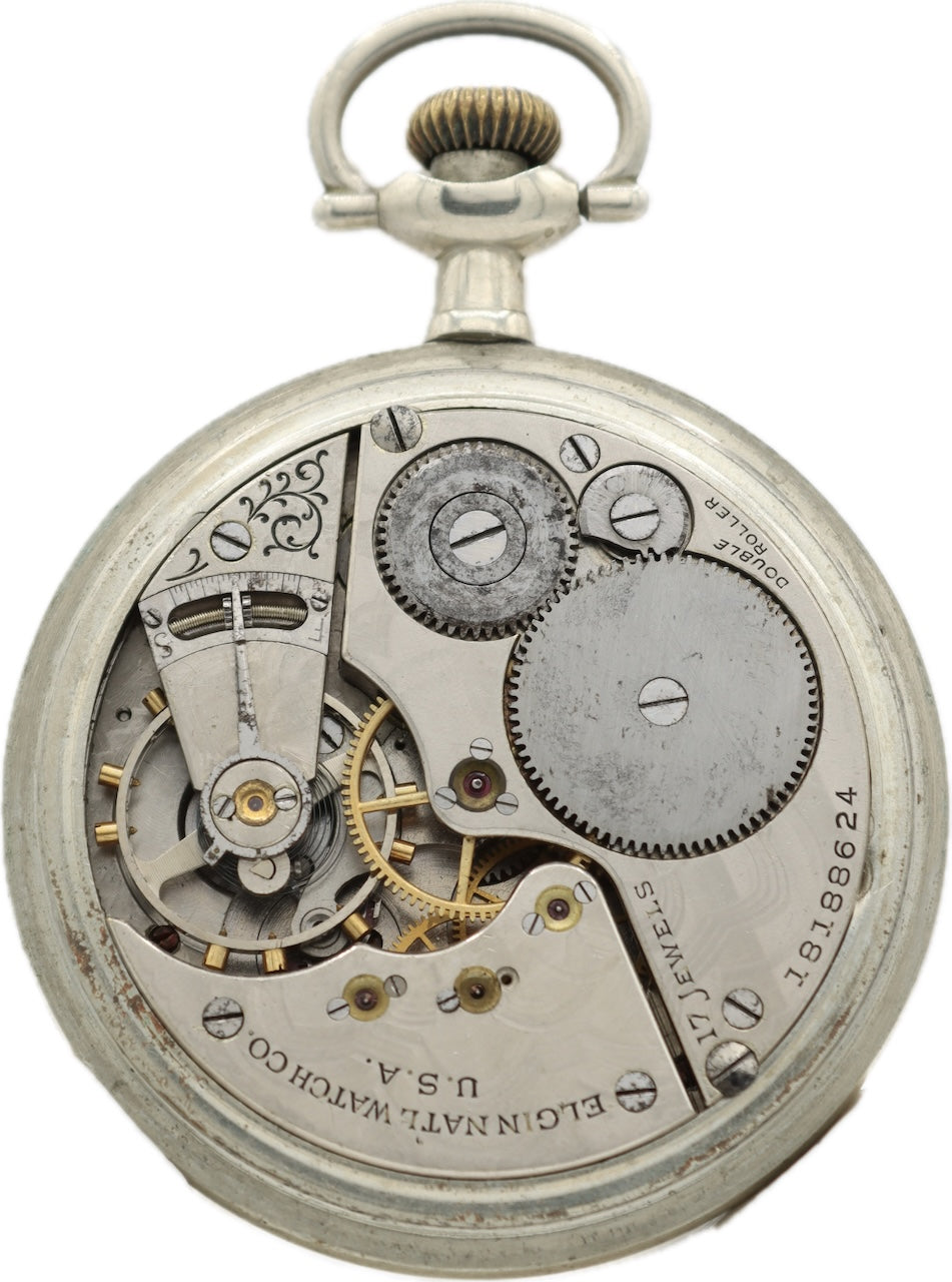 Antique 16S Elgin Locomotive Mechanical Open Face Pocket Watch 387 Sil – thewatchpreserve