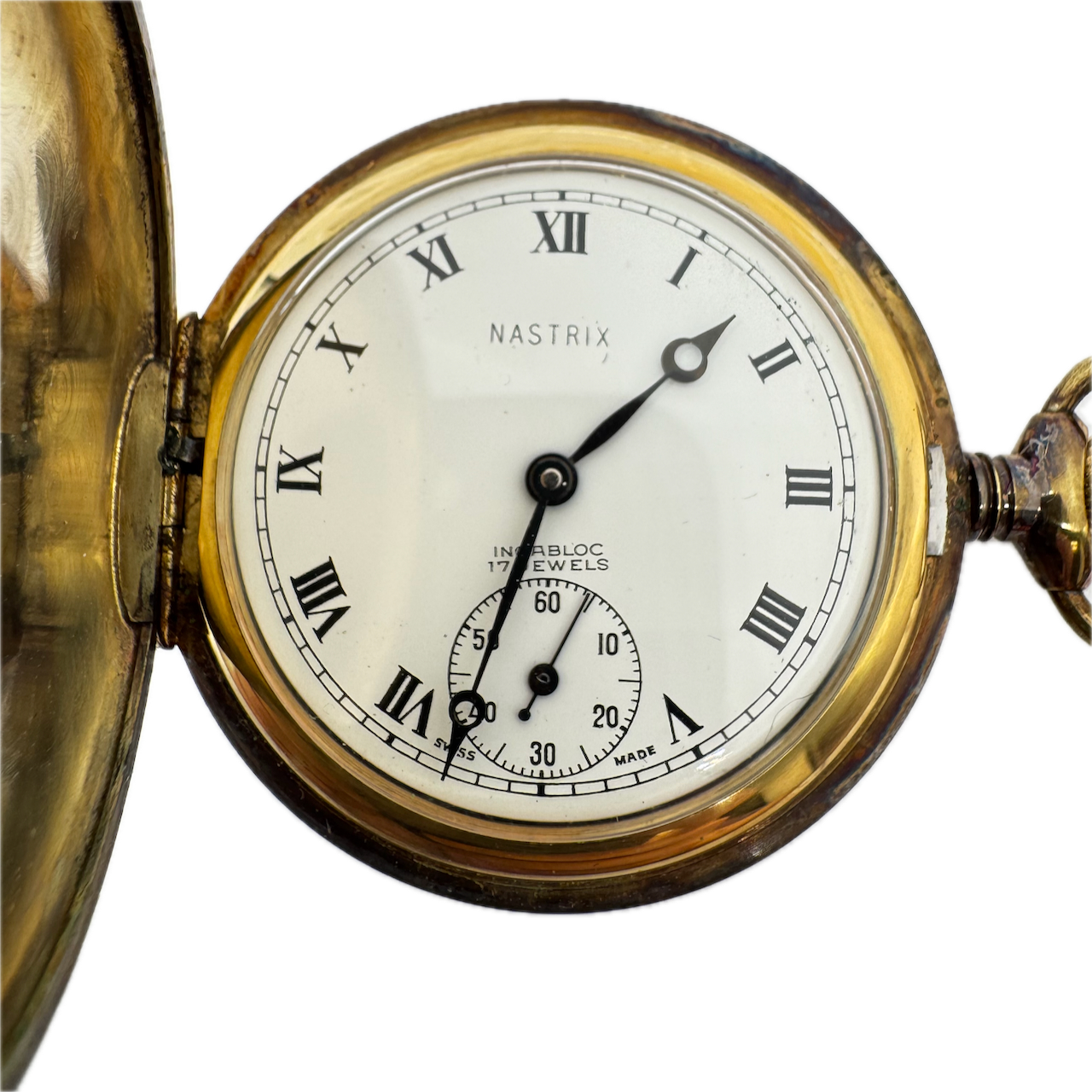 Antique 45mm Nastrix 17 Jewel Mechanical Hunter Pocket Watch Unitas 64 ...
