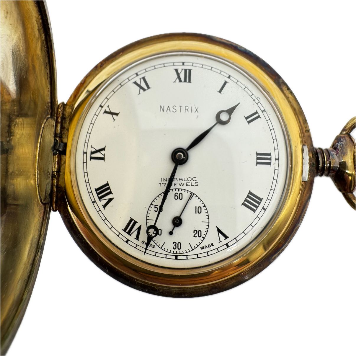 Antique 45mm Nastrix 17 Jewel Mechanical Hunter Pocket Watch Unitas 64 ...
