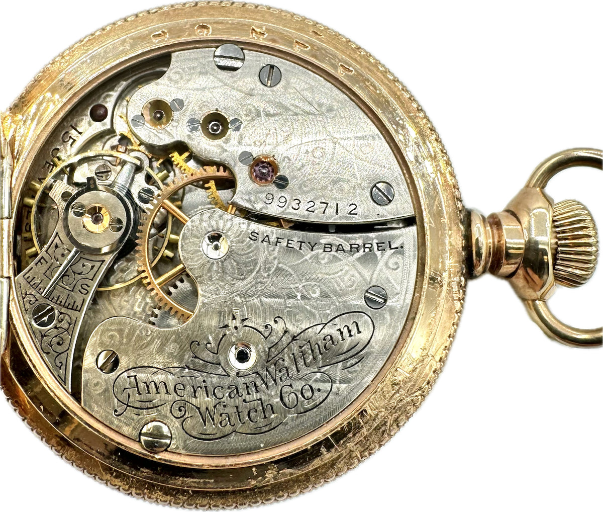 Antique 0S Waltham Mechanical Hunter Pocket Watch Seaside 14k GF Beade ...