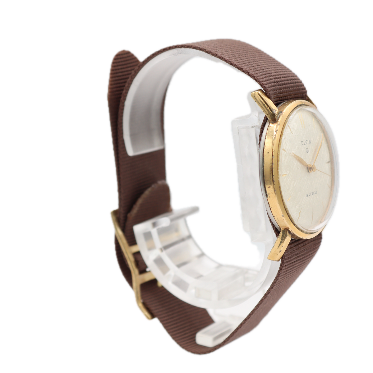 Vintage Elgin 4262 Linen Dial Men's Mechanical Wristwatch 752 USA Gold ...