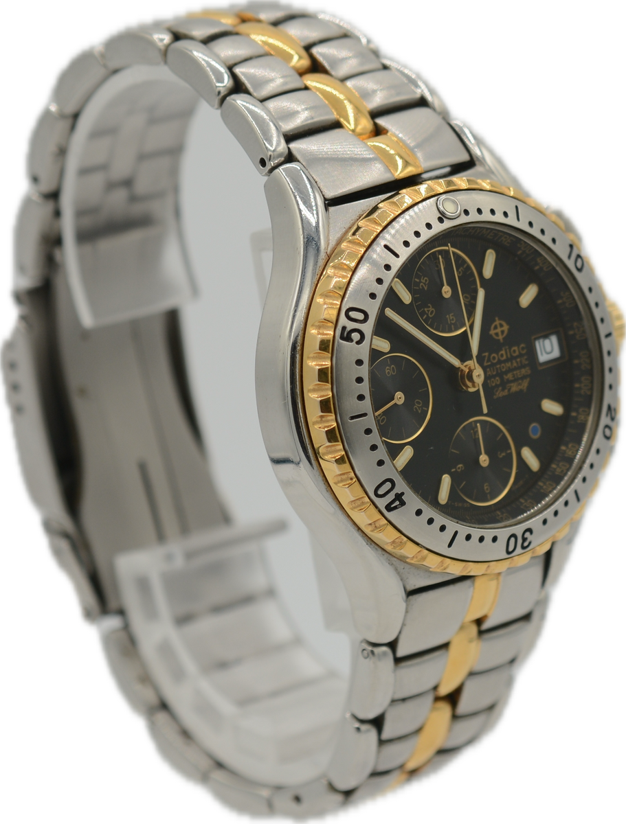 39mm Zodiac 406.48.73 Sea Wolf Blue Dot Men Chronograph Wristwatch 775 ...