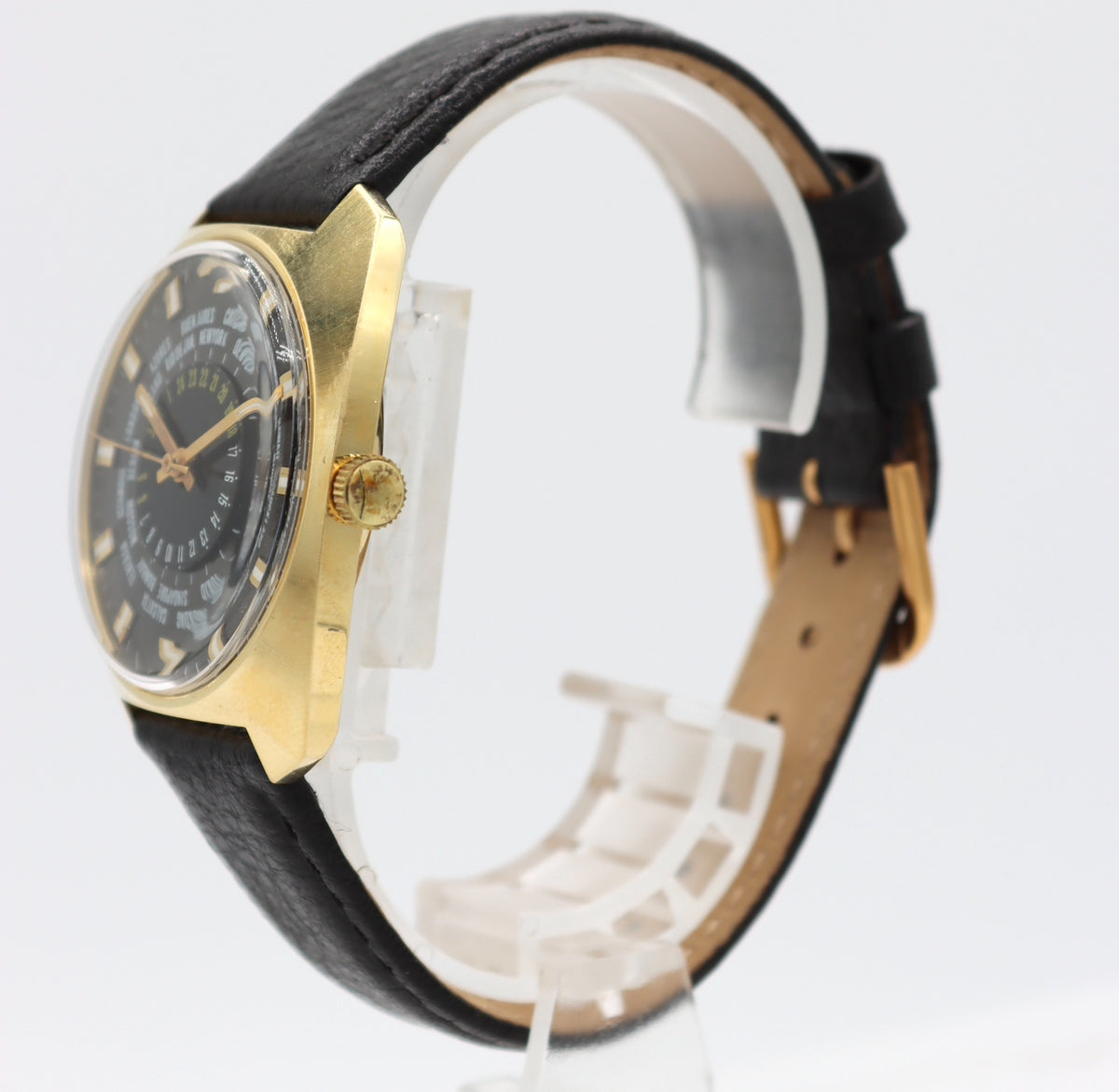 Vintage 34mm Paul Garnier World Time GMT Disk Men's Mechanical Wristwa ...