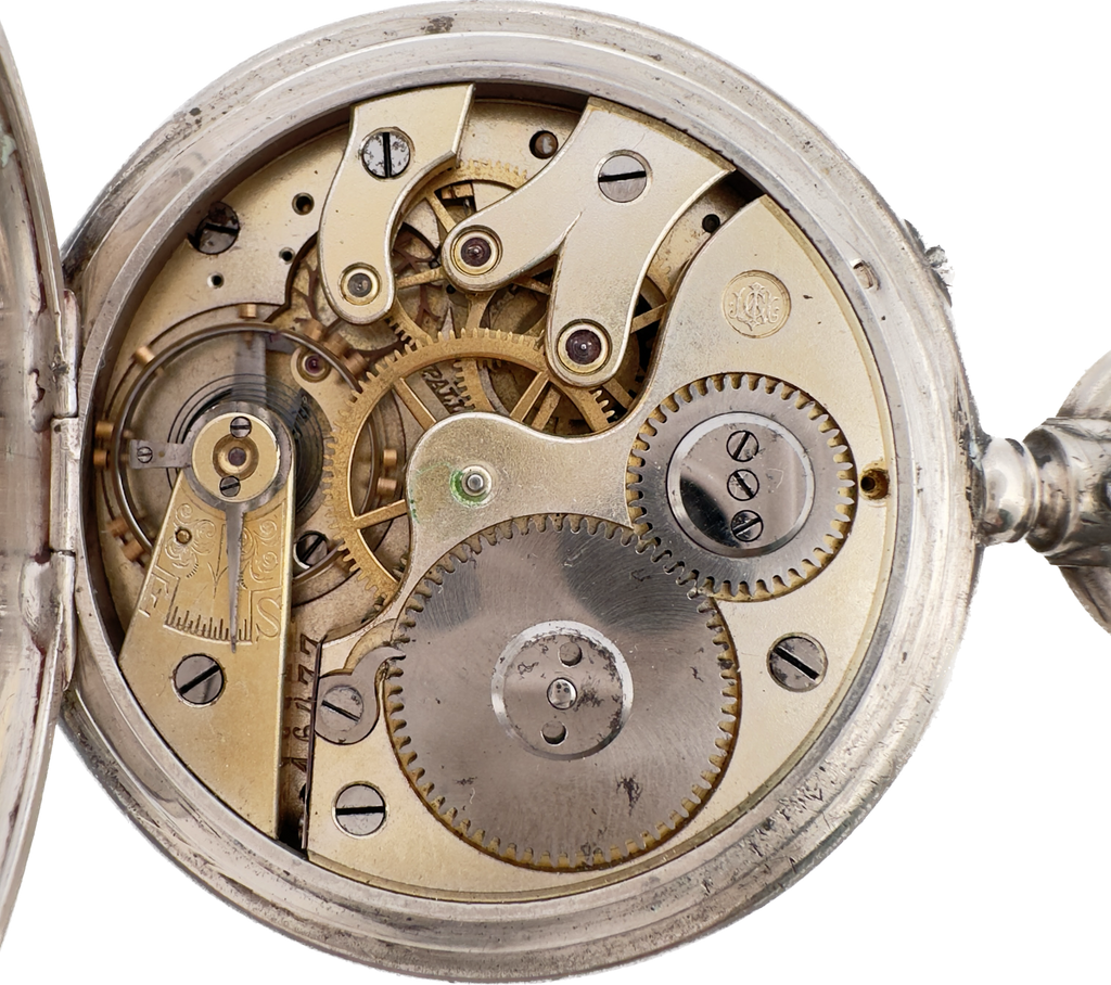 Antique IWC / International Co. Pallweber Digital Pocket Watch .800 Si ...
