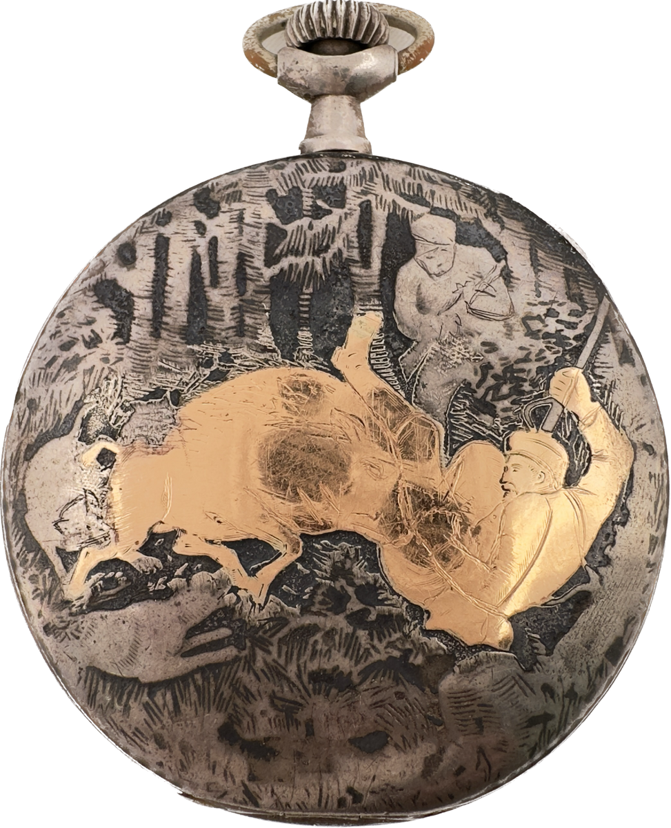 Antique Omega Hog Hunters Scene 17 Jewel Pocket Watch .900 Silver w Sn ...